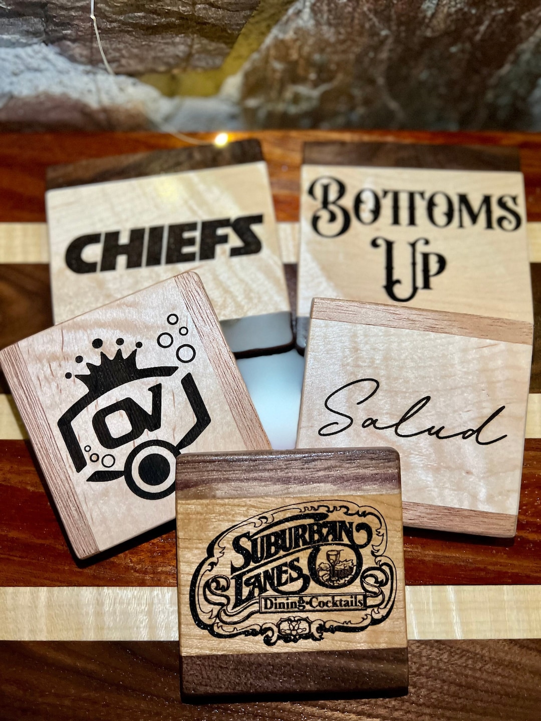 Custom Engraved Wood Coasters, Personalized Coaster Sets, Custom Wood ...
