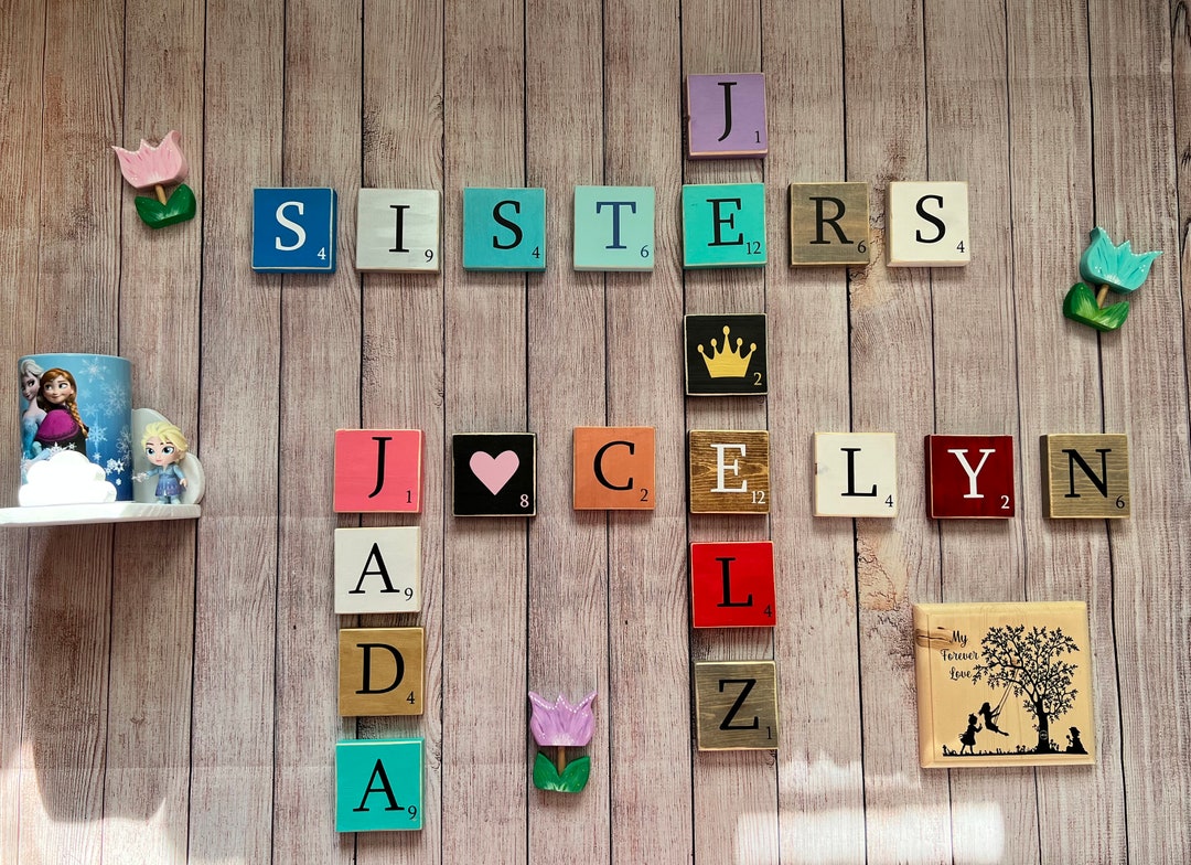 Letter Board Tiles / Large Letter Tiles/ Rustic Family Tiles Wall Art ...