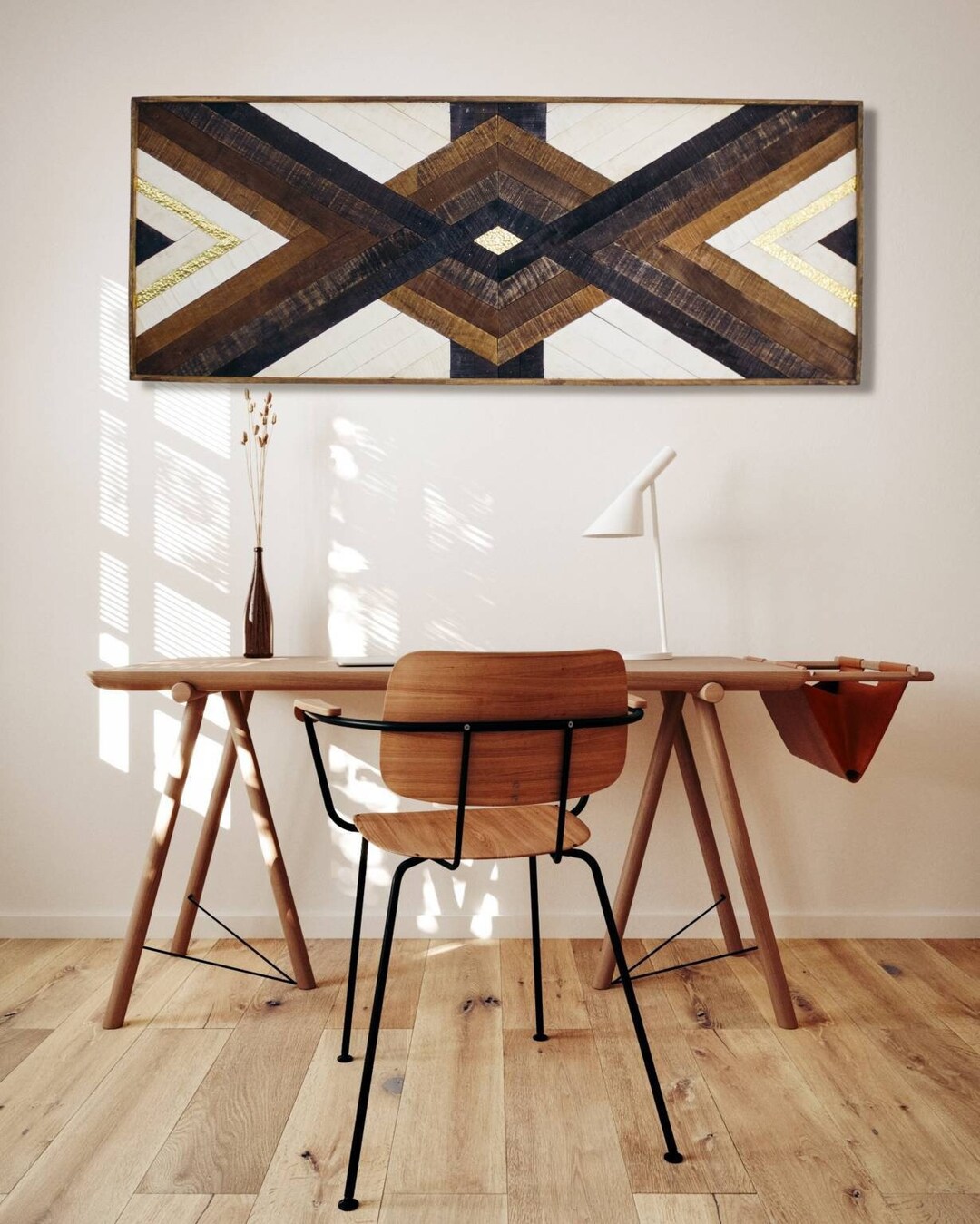 WOOD WALL PANEL, Geometric Wood Art, Rustic Lacquer Polished Mosaic ...