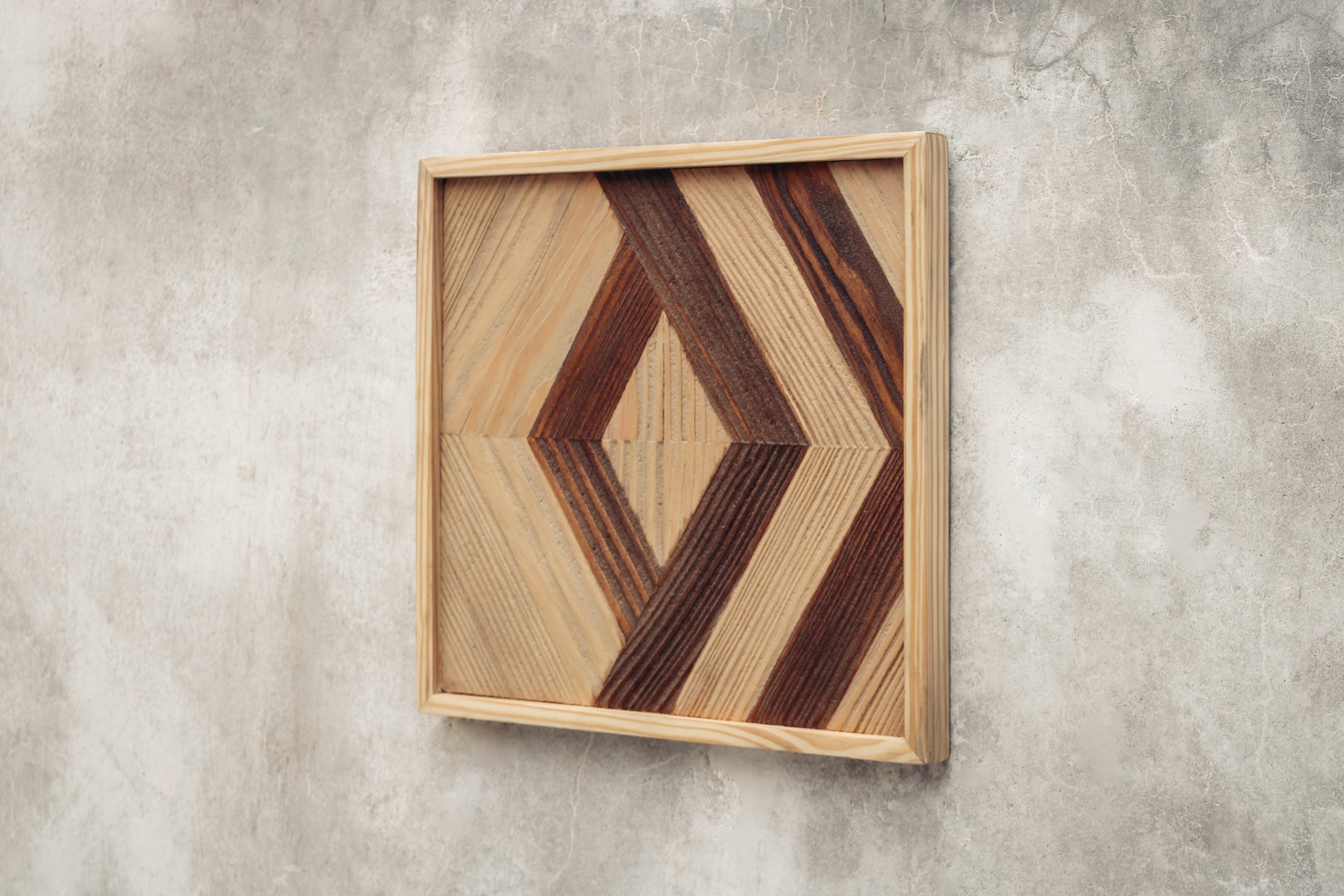 Modern Rustic Wood Geometric Wall Art, Pine Wood Art for Living Room ...