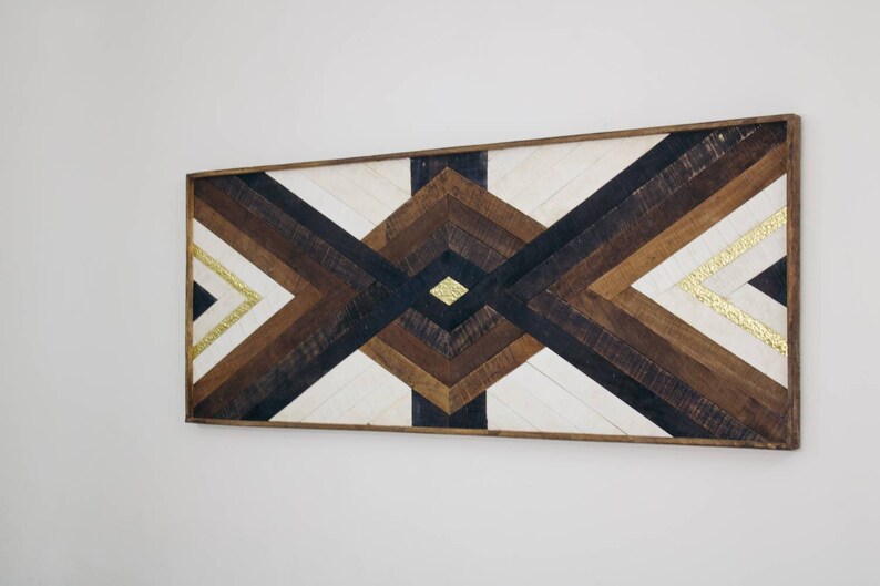 WOOD WALL PANEL, Geometric Wood Art, Rustic Lacquer Polished Mosaic ...