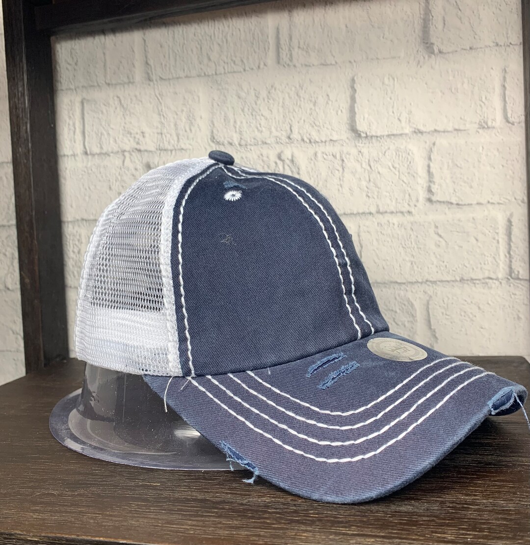 Blue and Navy Crisscross Hat | Ladies Crisscross Ponytail Hat | Ladies ...
