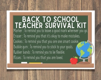Teacher Survival Kit Gift Tag, Welcome Back to School, First Day Label ...