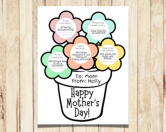 Mother's Day Flower Questionnaire | Kid's Worksheet With Questions ...