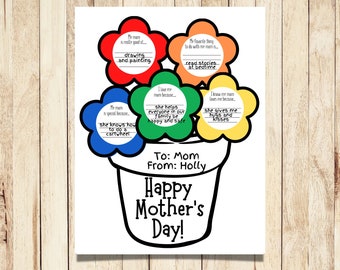 Mother's Day Flower Questionnaire | Kid's Worksheet With Questions ...