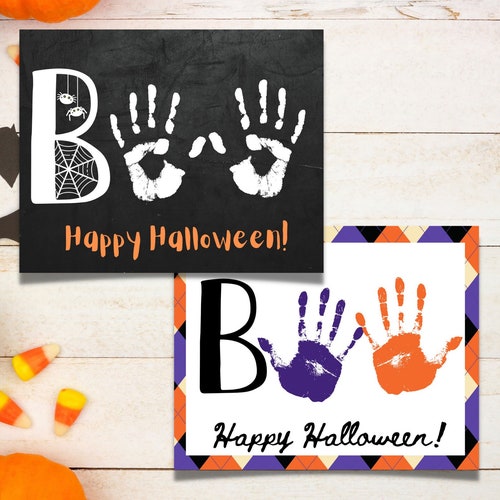 Halloween Handprint Craft Template Happy Halloween | Etsy