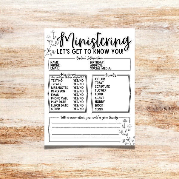 Ministering Assignment Cards - Etsy