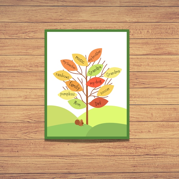 Thankful Tree Template - Etsy