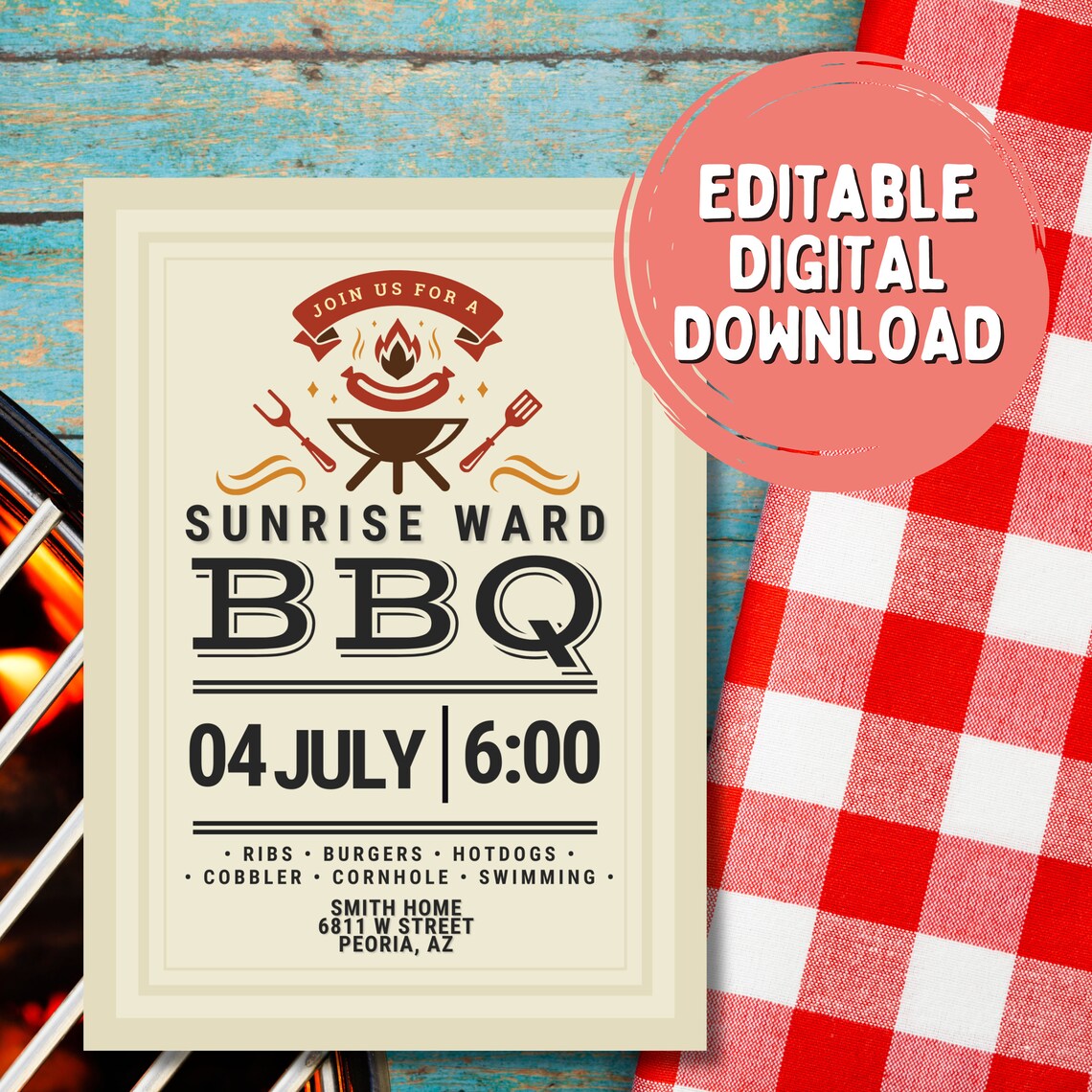BBQ Invitation Template | Instant Download | Editable Invitation ...