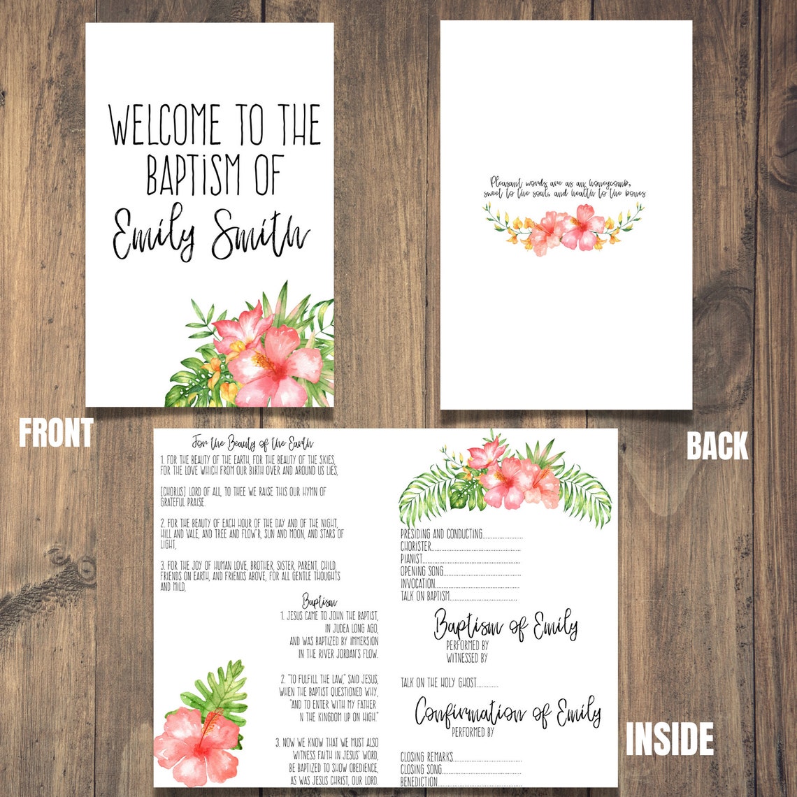 Editable Baptism Program Printable Template Hawaiian - Etsy