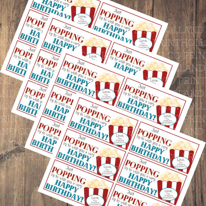 Primary Birthday Popcorn Tag for Church of Jesus Christ of - Etsy