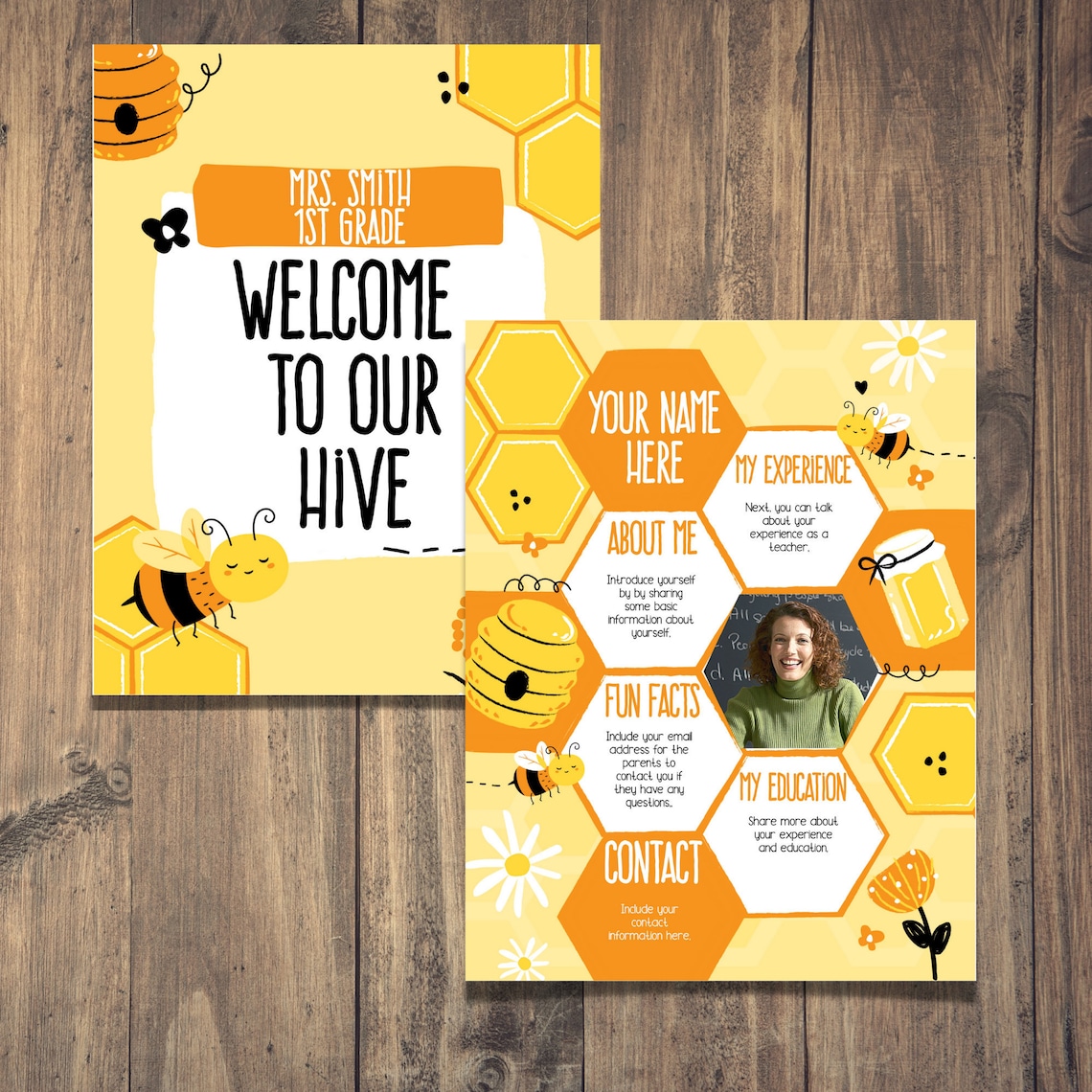 Meet The Teacher Honey-Bee Printable Editable Template | Etsy