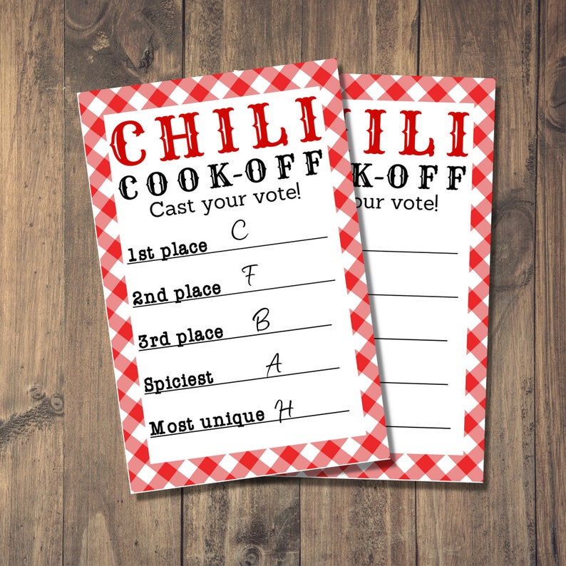 Chili Cook-off Contest Bundle | Awards | Voting Ballots | Invitations ...