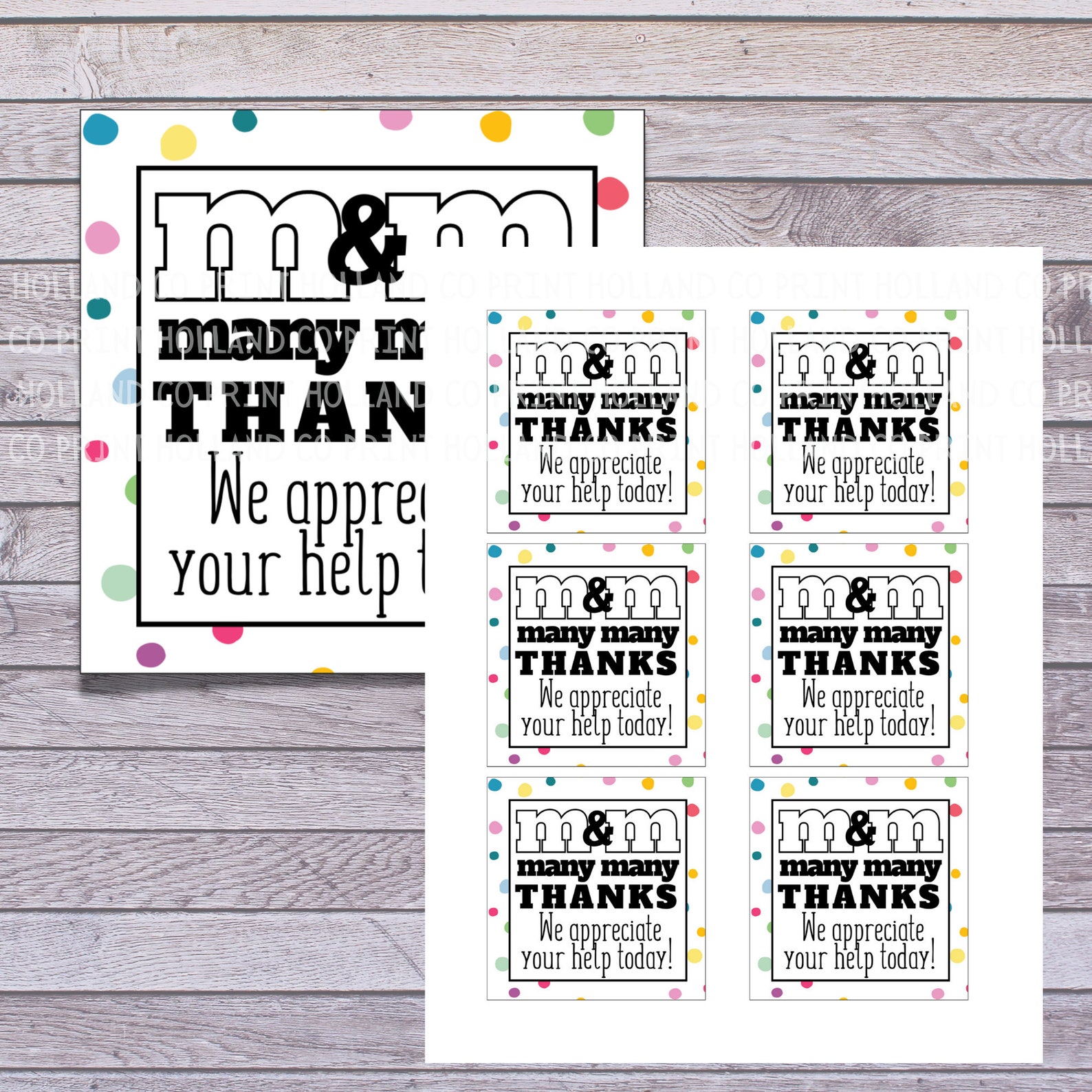 M&M Teacher Thank You Card Sub Thank You Gift Volunteer - Etsy