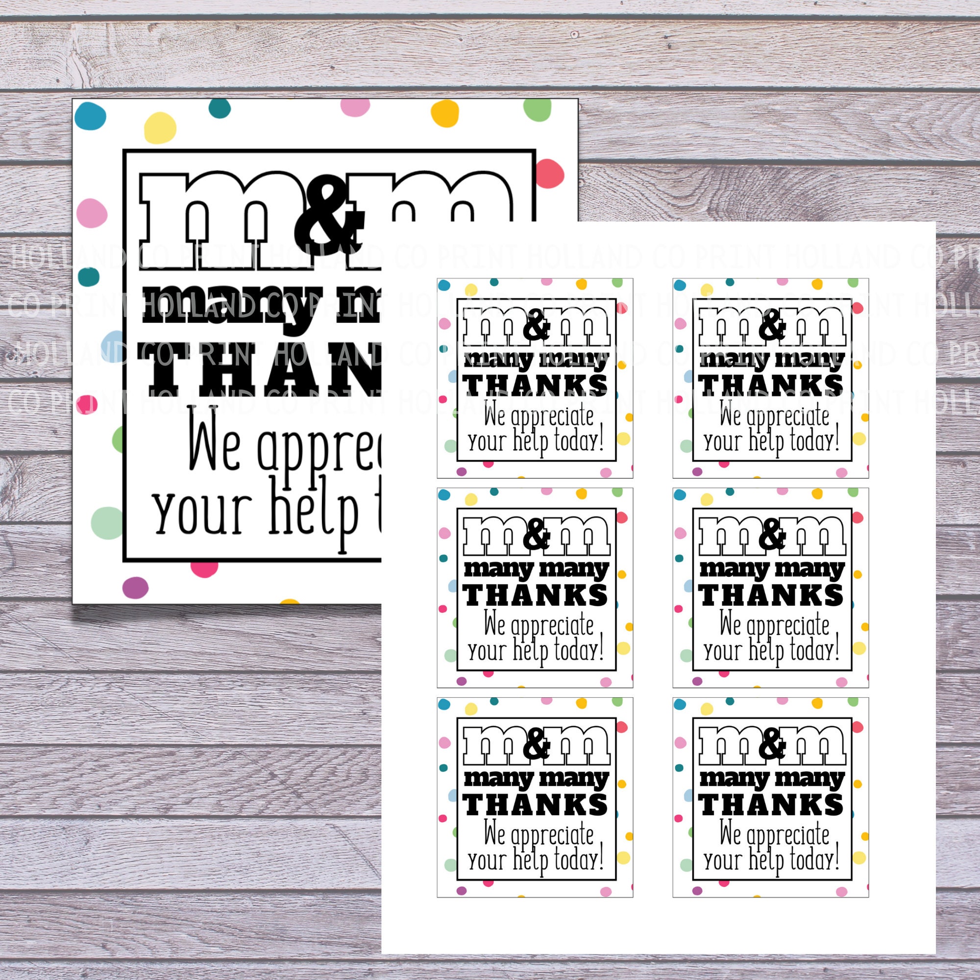 M&M Teacher Thank You Card Sub Thank You Gift Volunteer - Etsy