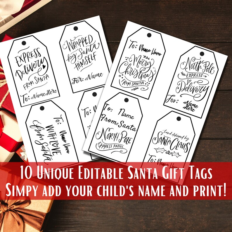 Editable Santa Gift Tags | Customizable Christmas Present Labels | to ...