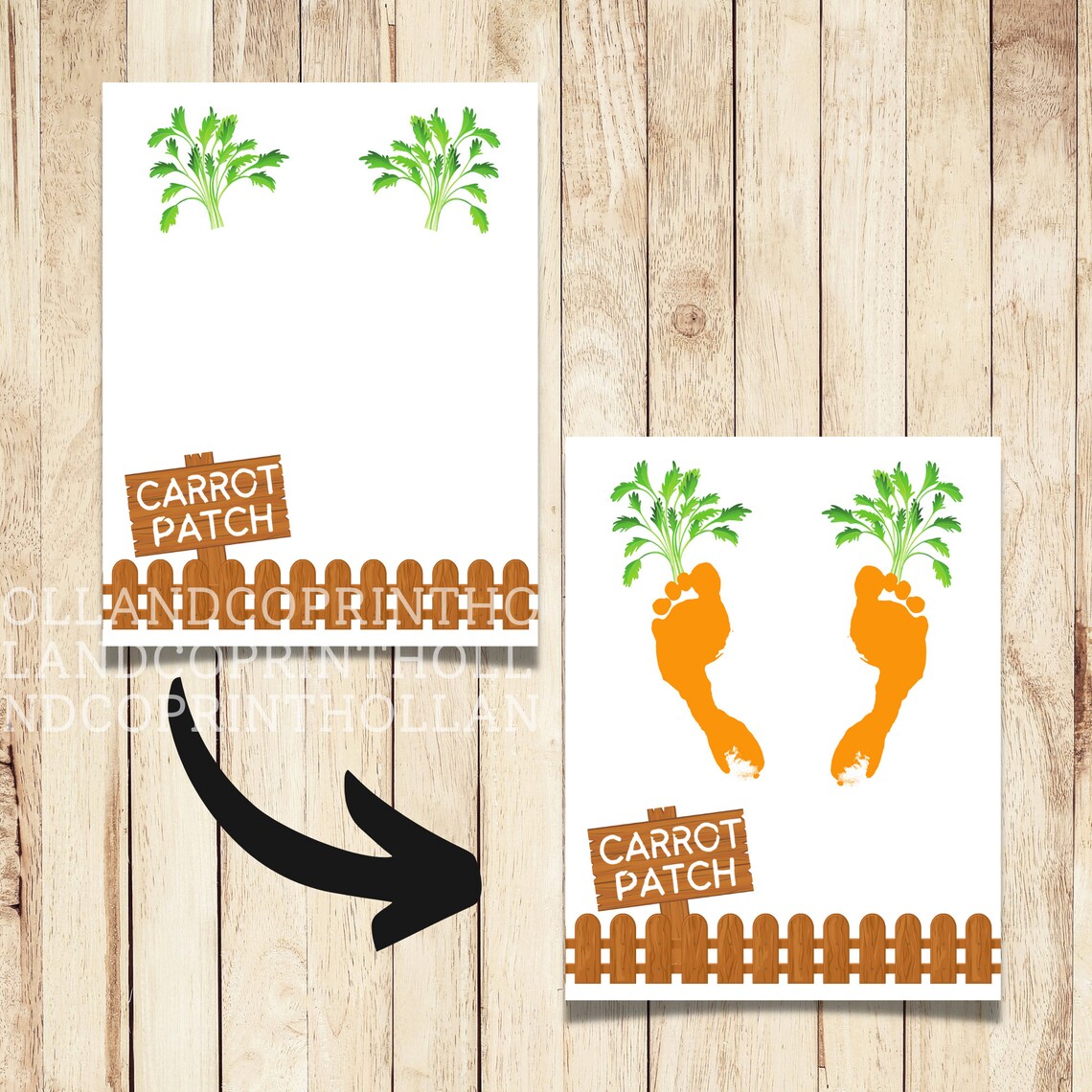 Easter Footprint Craft Carrot Patch Feet Preschool Craft | Etsy