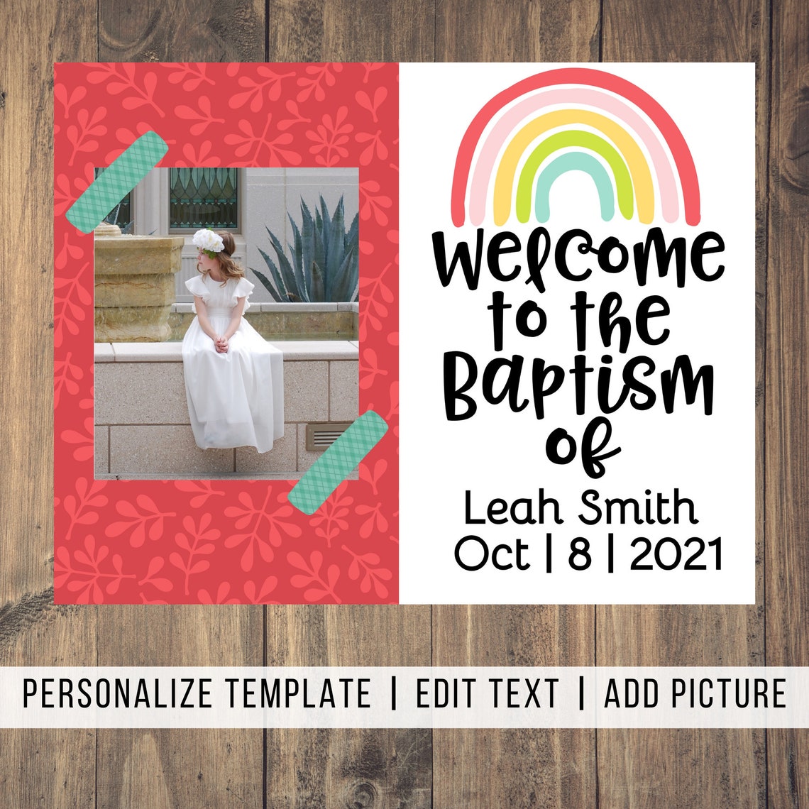 LDS Baptism Program Editable Template Church of Jesus - Etsy