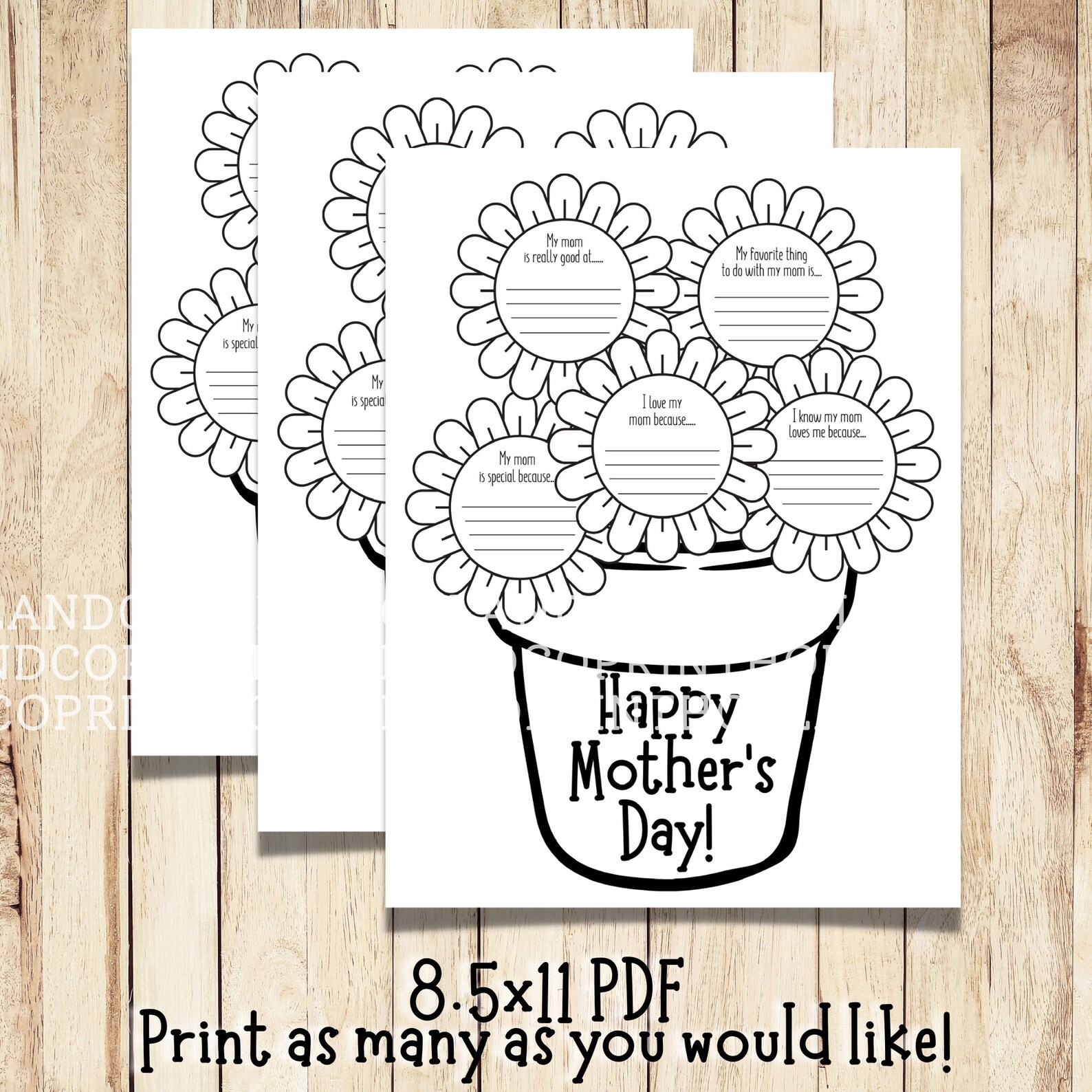 Mother's Day Flower Questionnaire Kid's Worksheet - Etsy