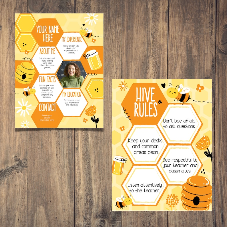 Meet the Teacher Honey-bee Printable Editable Template - Etsy