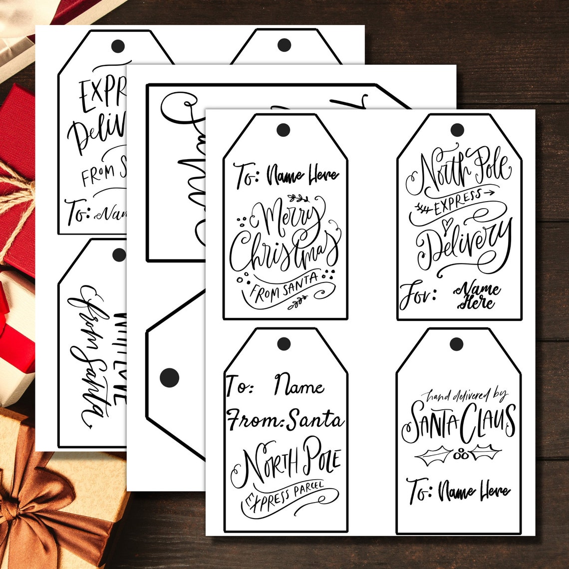 Editable Santa Gift Tags Customizable Christmas Present - Etsy