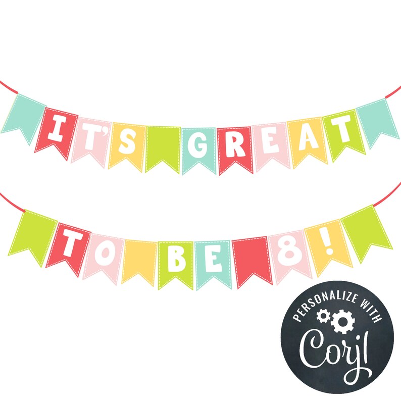 Great to Be 8 Bundle | Printable Invitation | Cupcake Toppers | Water ...