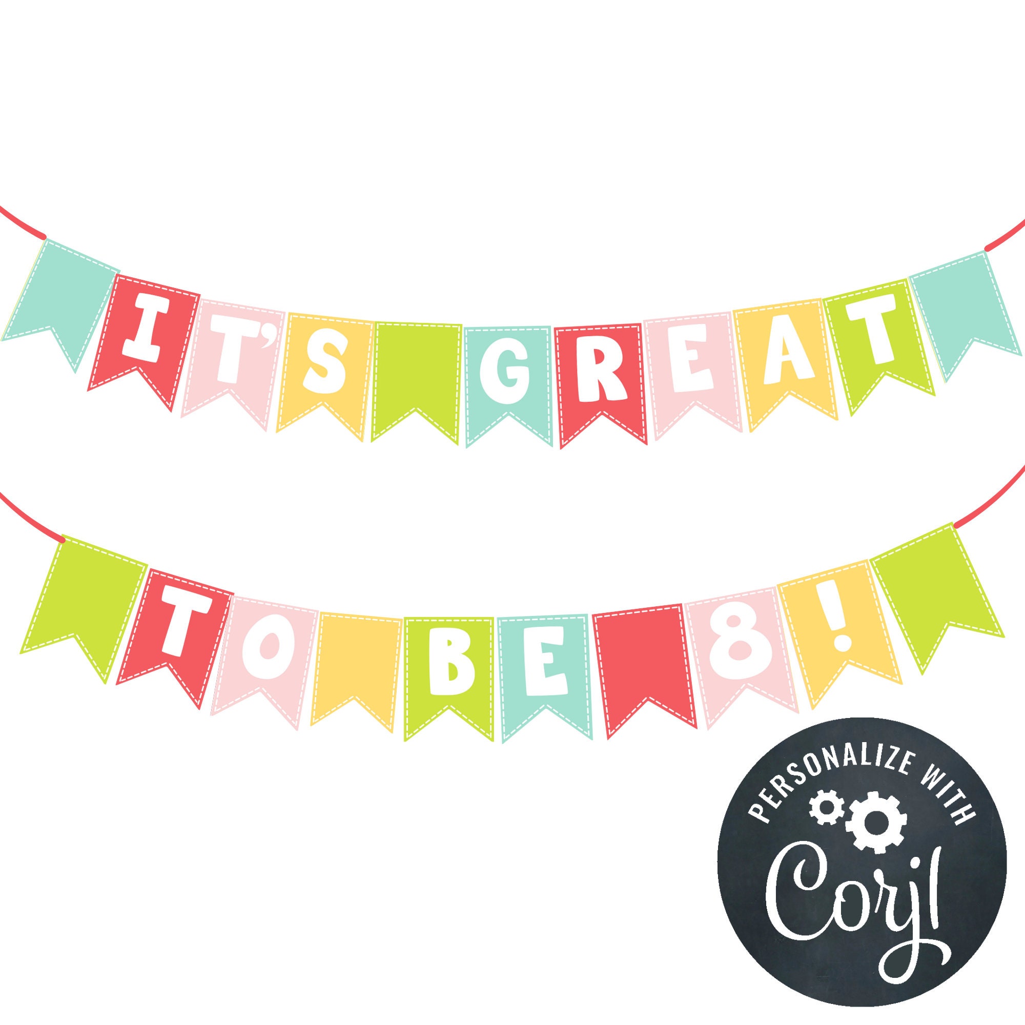 Great to Be 8 Bundle Printable Invitation Cupcake Toppers - Etsy