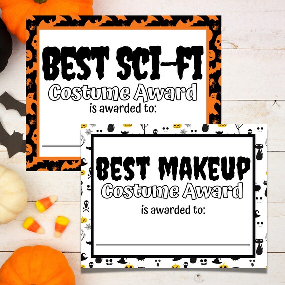 Printable Costume Contest Awards Halloween Party Trunk or | Etsy
