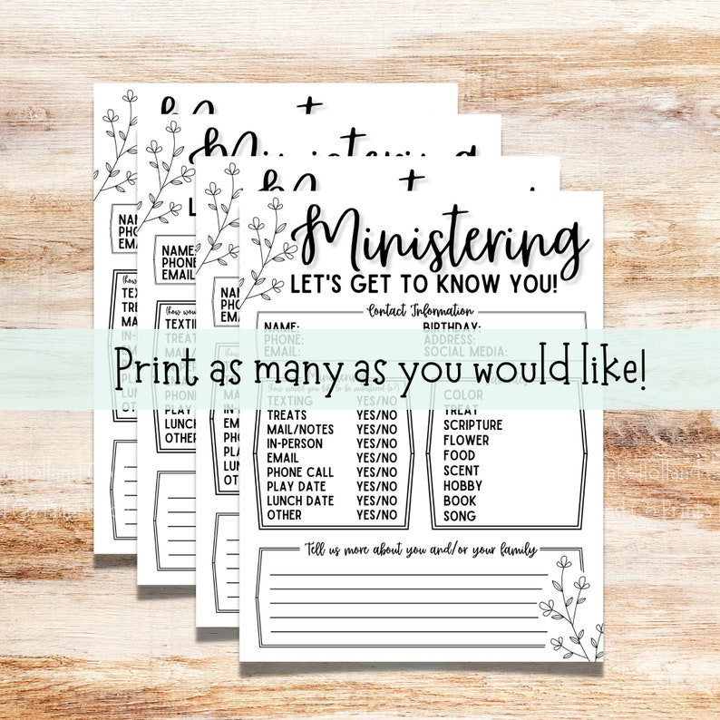Ministering Sister Survey | Ministering Questionnaire | Getting to Know ...
