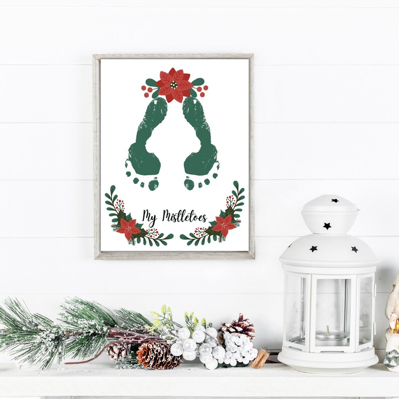 Christmas Footprint Craft My Mistletoes Footprint Template Winter ...