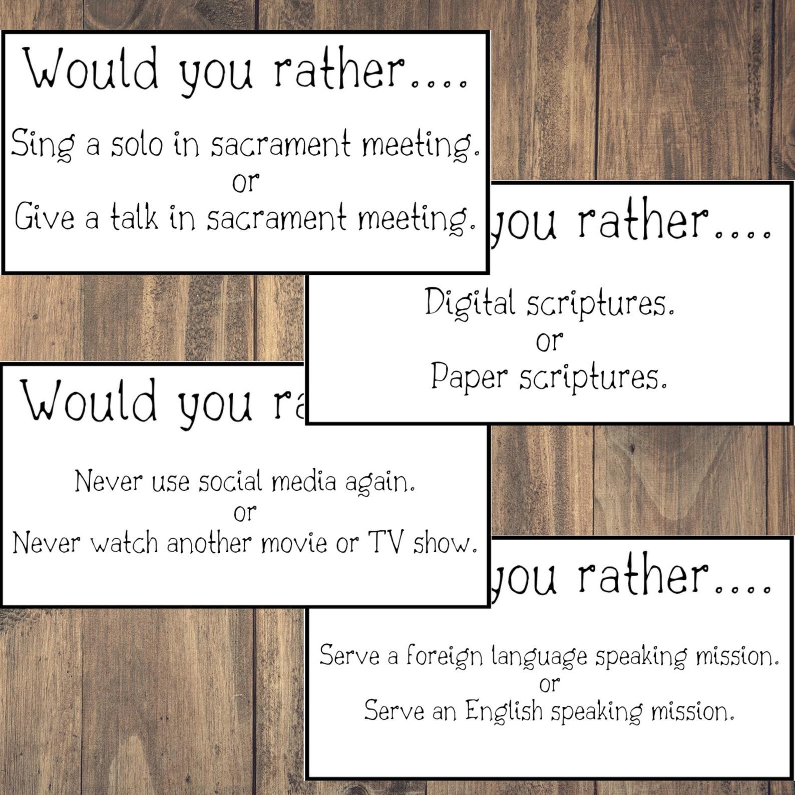 Would You Rather Game Printable Digital Download for Church of | Etsy