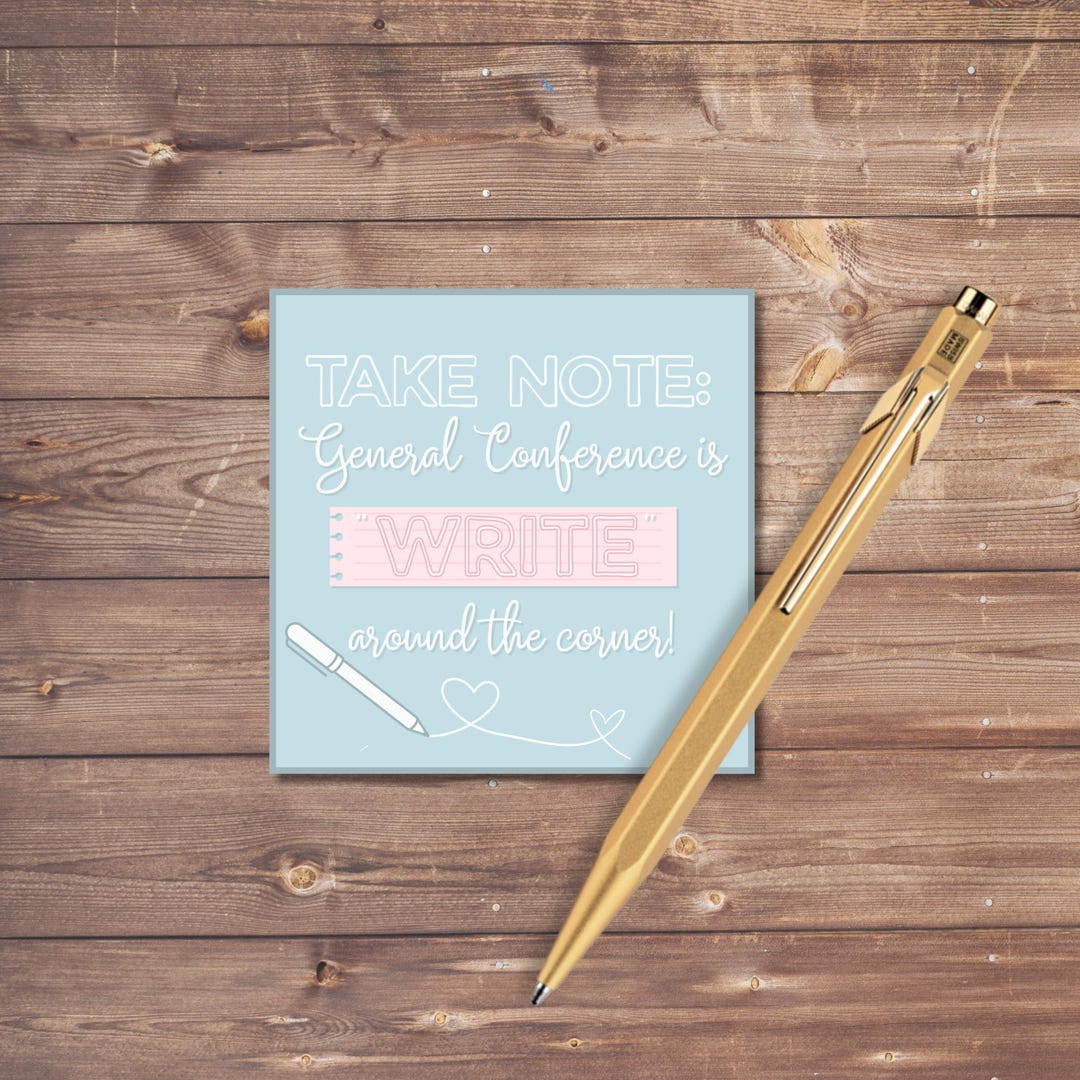 General Conference Reminder Printable Treat Tag | Notebook Pen Card ...