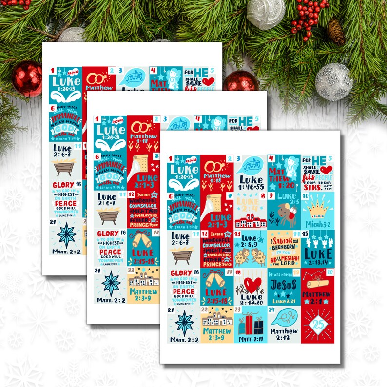 Printable Advent Calendar Scripture Each Day of December - Etsy