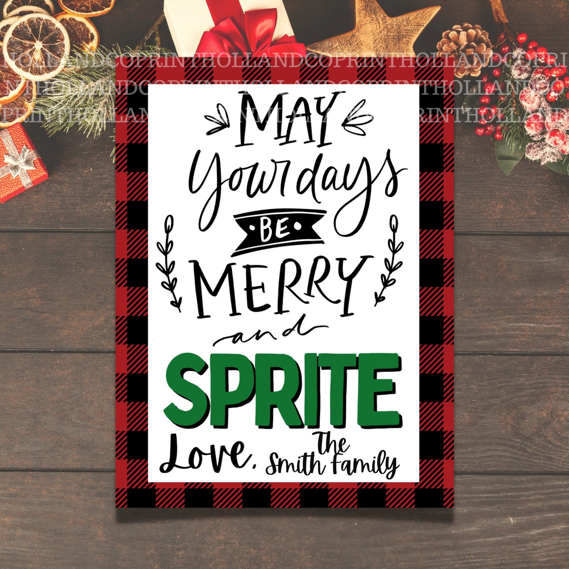 Merry and SPRITE Printable Christmas Gift Tags Neighbor Gift | Etsy
