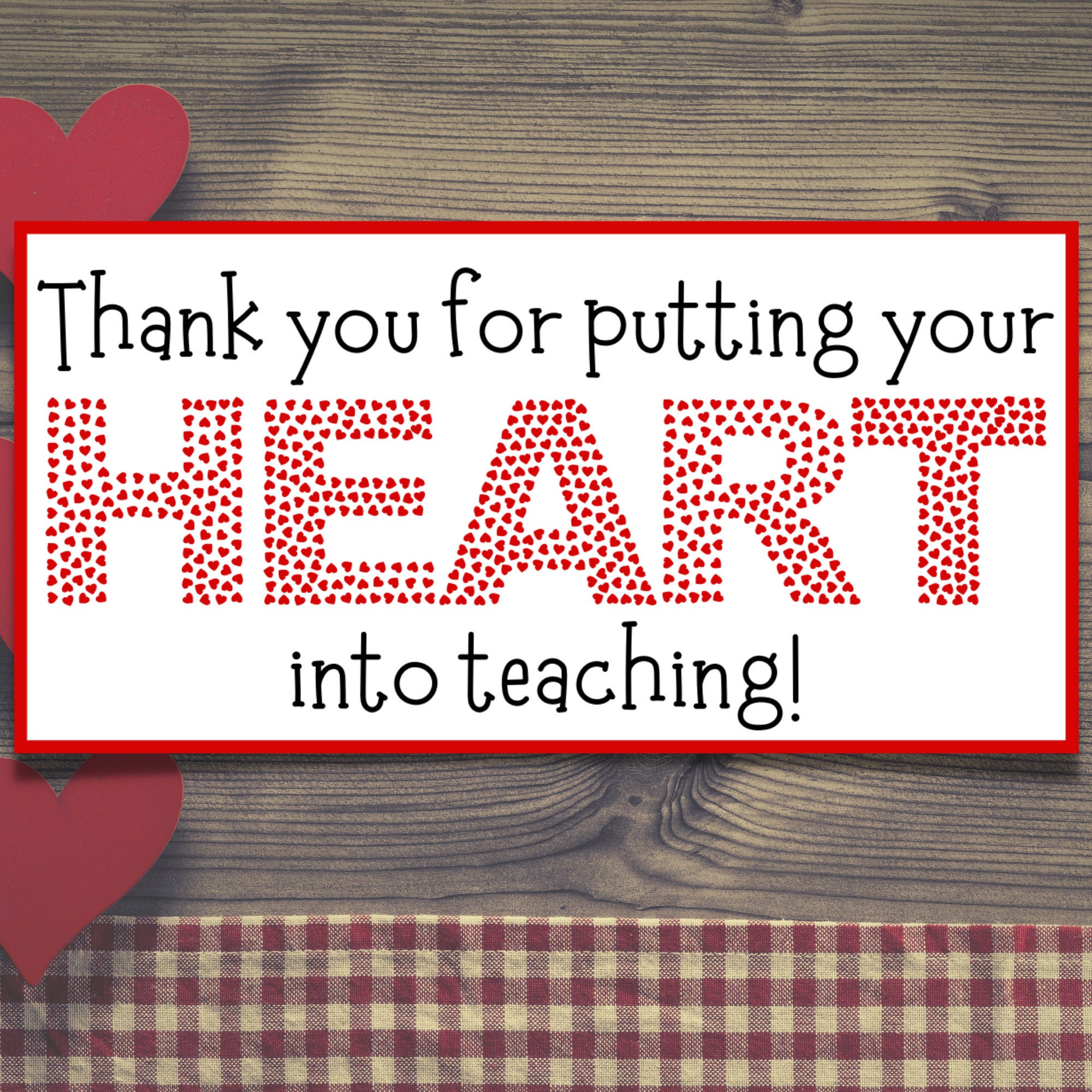 Teacher Valentine Gift Tag thank You Card Teacher Appreciation ...