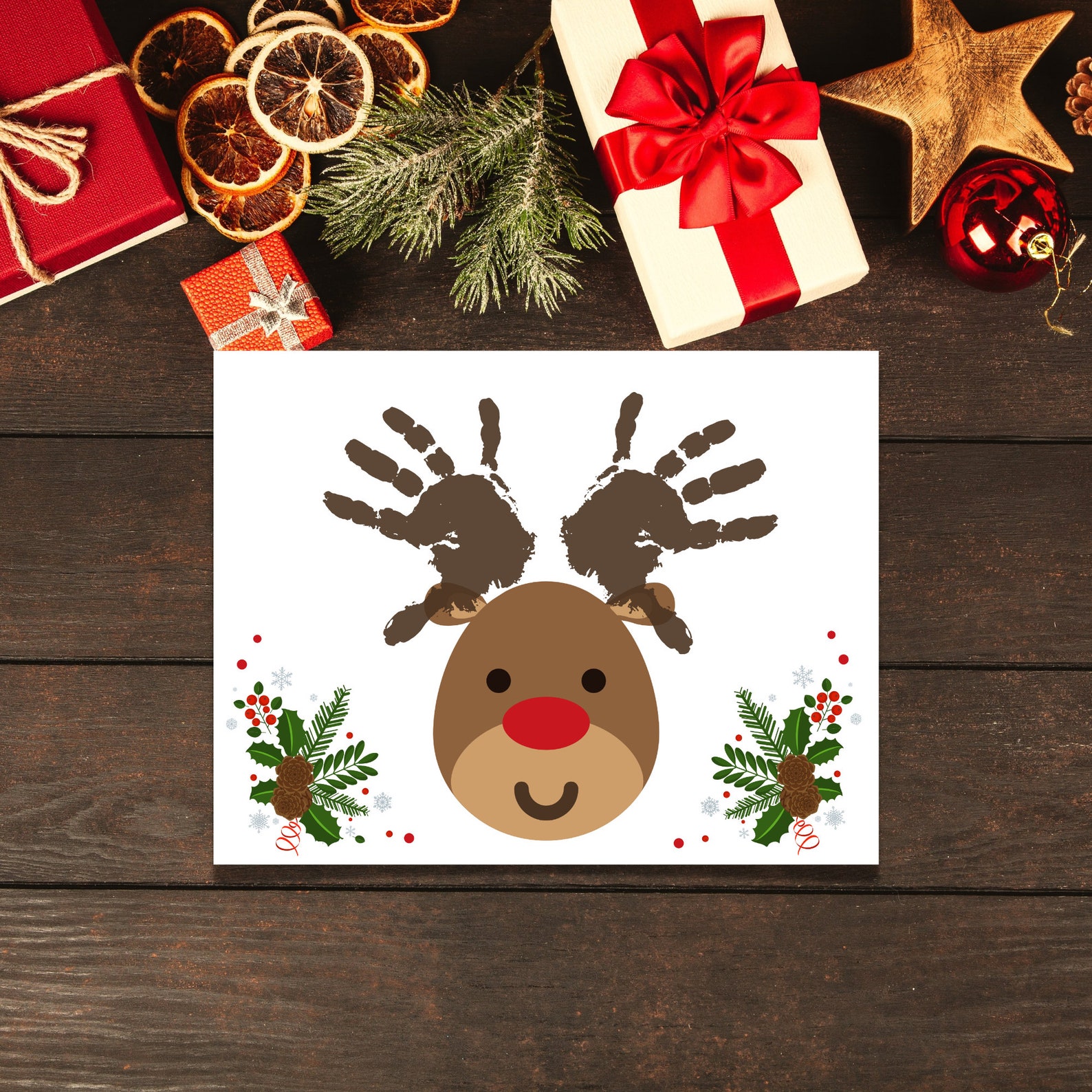 Christmas Handprint Craft Reindeer Handprint Winter - Etsy
