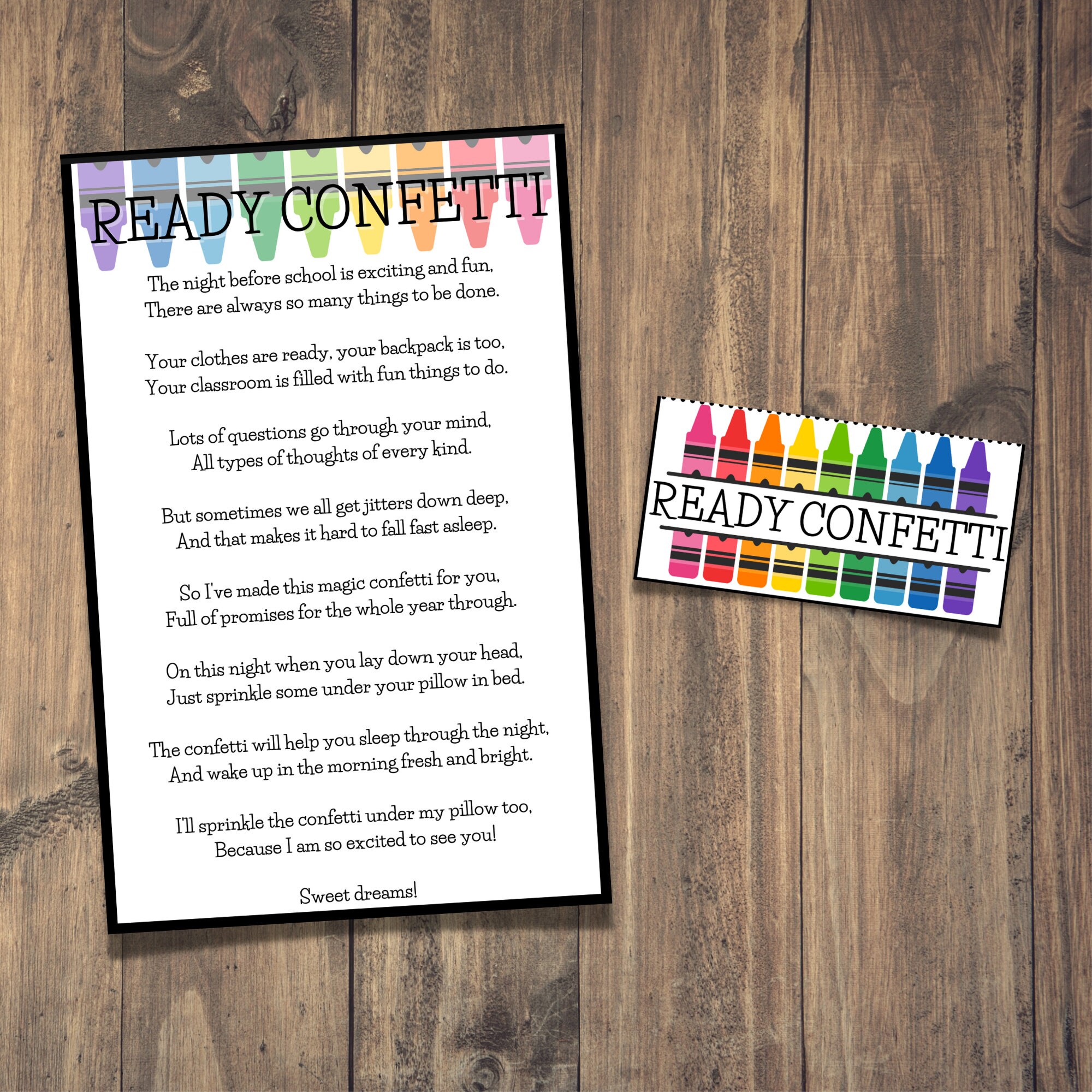 Back to School Ready Confetti Poem Back to School First | Etsy