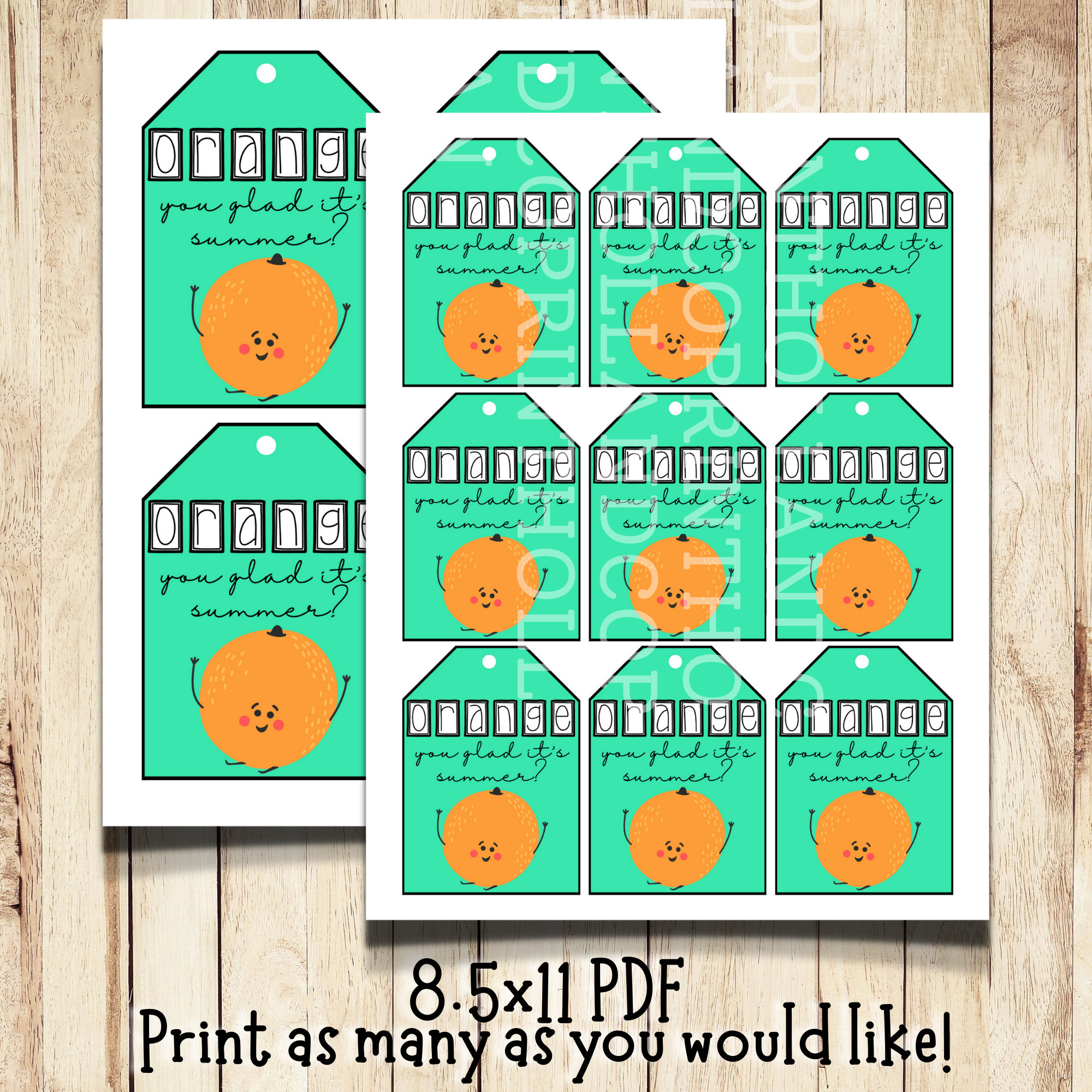 Orange You Glad It's Summer? Printable Treat Tag | End of School ...