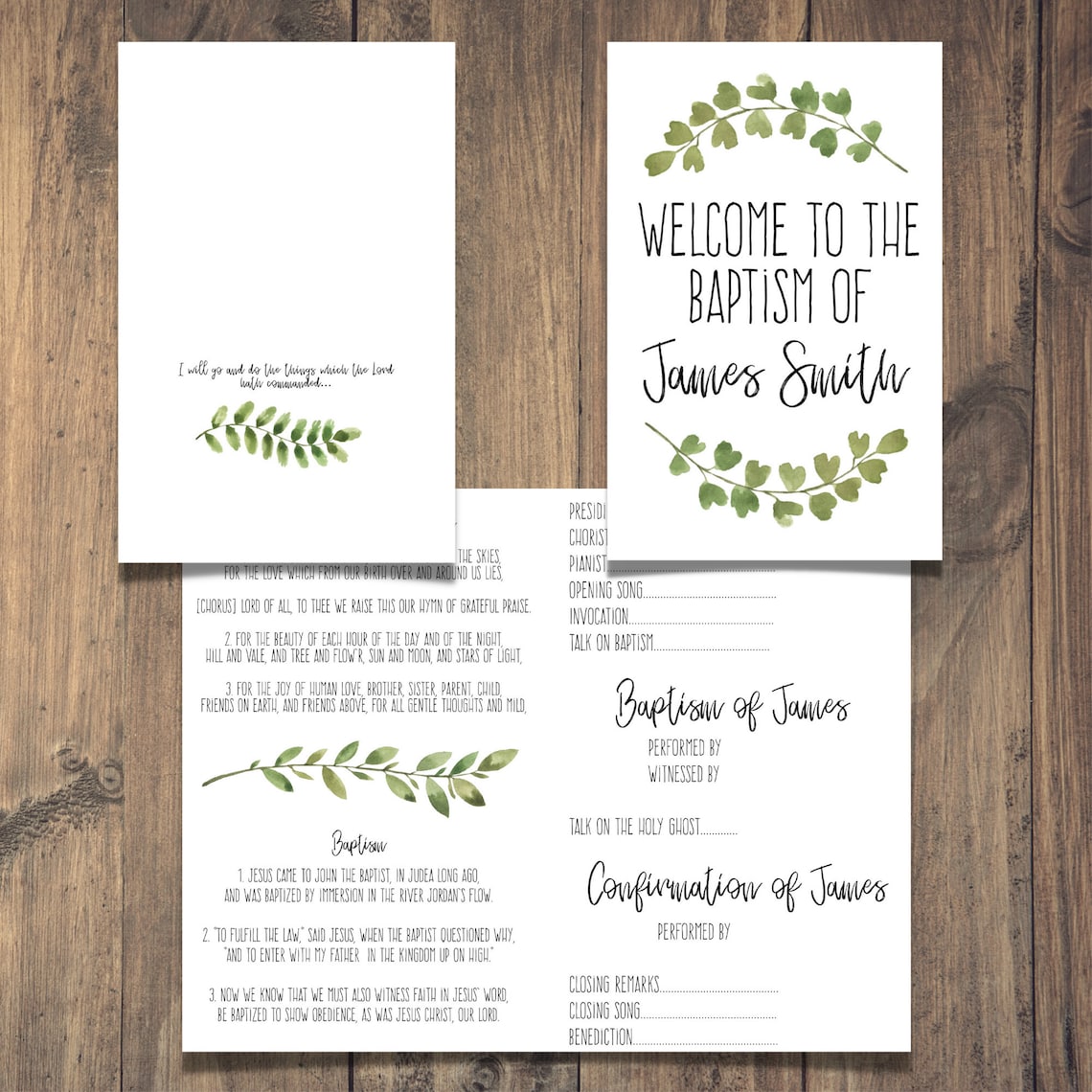 LDS Baptism Program Editable Template Church of Jesus - Etsy