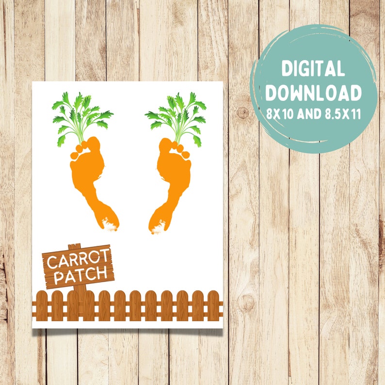 Easter Footprint Craft Carrot Patch Feet Preschool Craft | Etsy