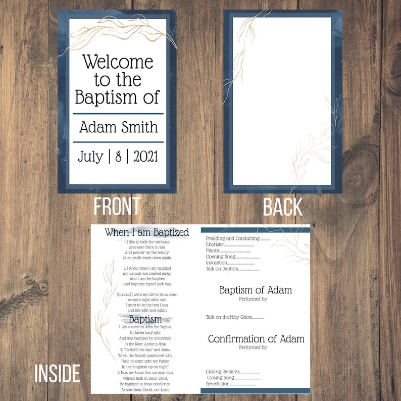 LDS Baptism Program Editable Template Church of Jesus Christ of Latter ...