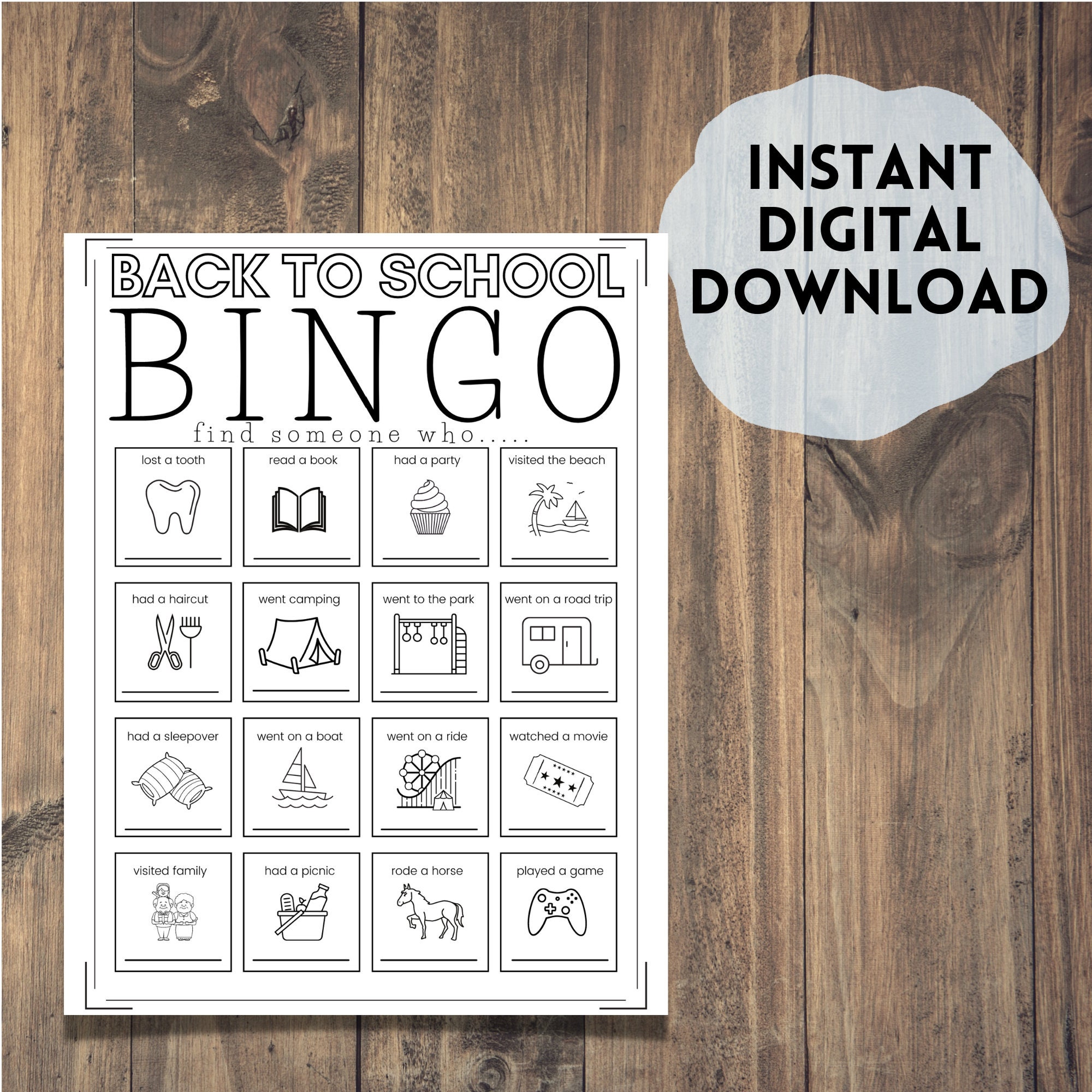 Back to School BINGO Getting to Know You Game Six - Etsy