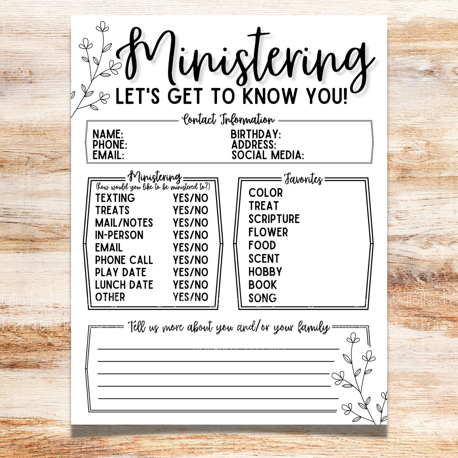 Ministering Sister Survey | Ministering Questionnaire | Getting to Know ...