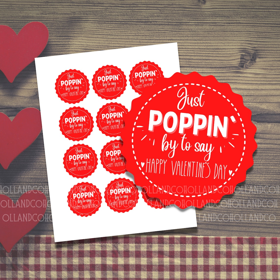 Just POPPIN by to Say Happy Valentine's Day Printable - Etsy