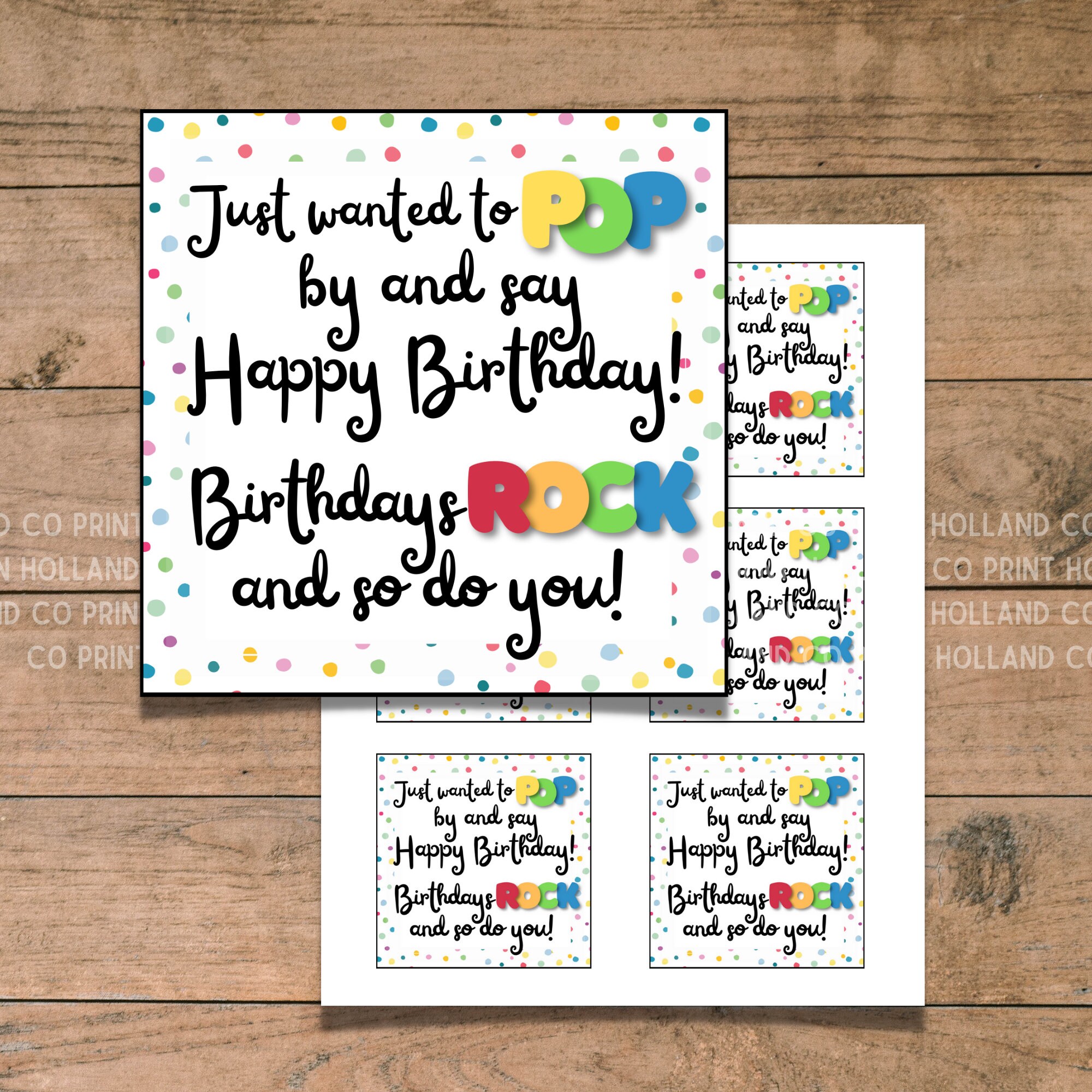 Printable Birthday Treat Tag | Pop Rocks Birthday Card | Happy Birthday ...
