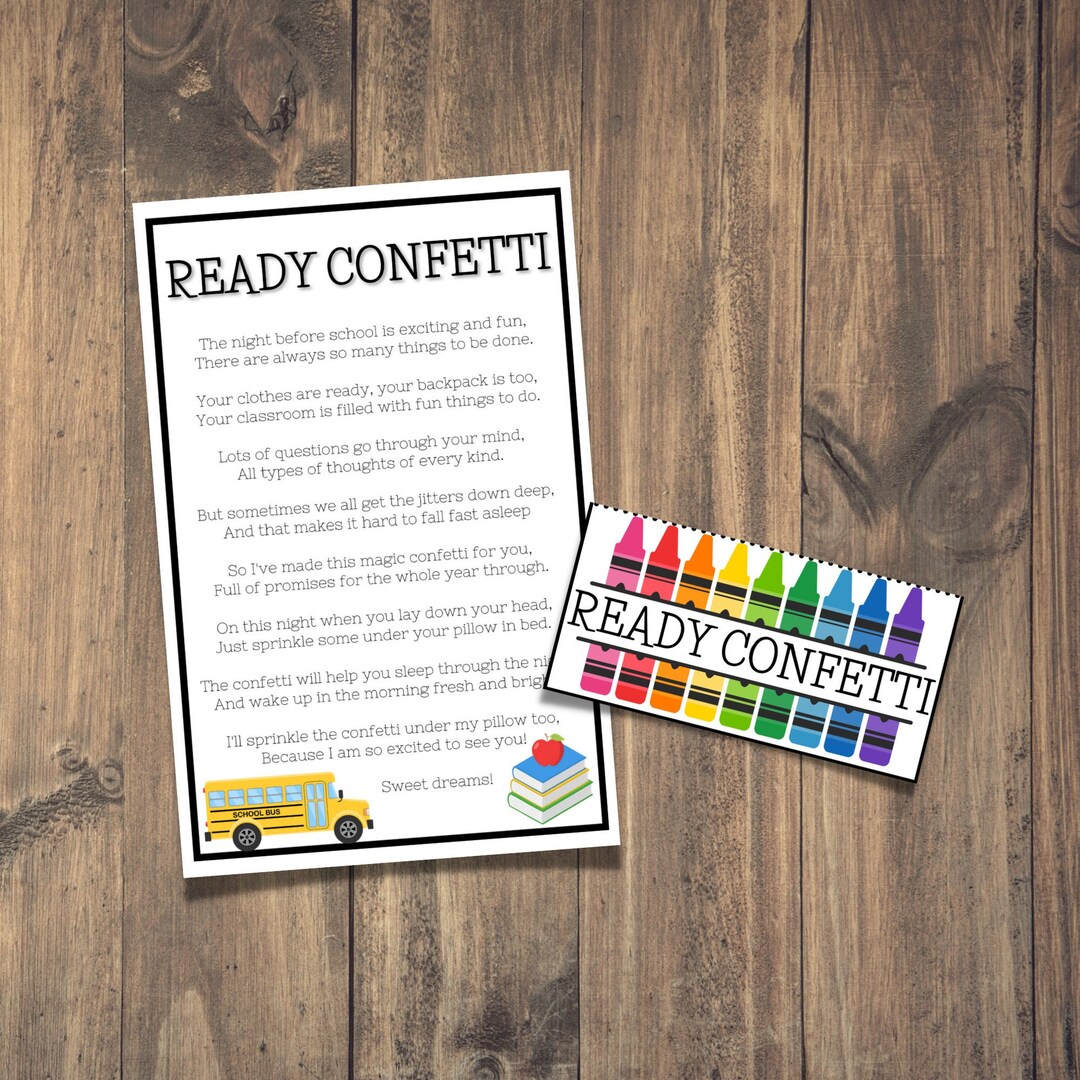 Back to School Ready Confetti Poem | Back to School | First Day of ...