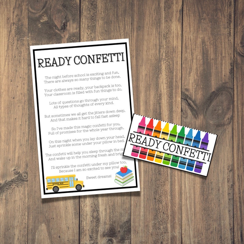 Back to School Ready Confetti Poem Back to School First - Etsy
