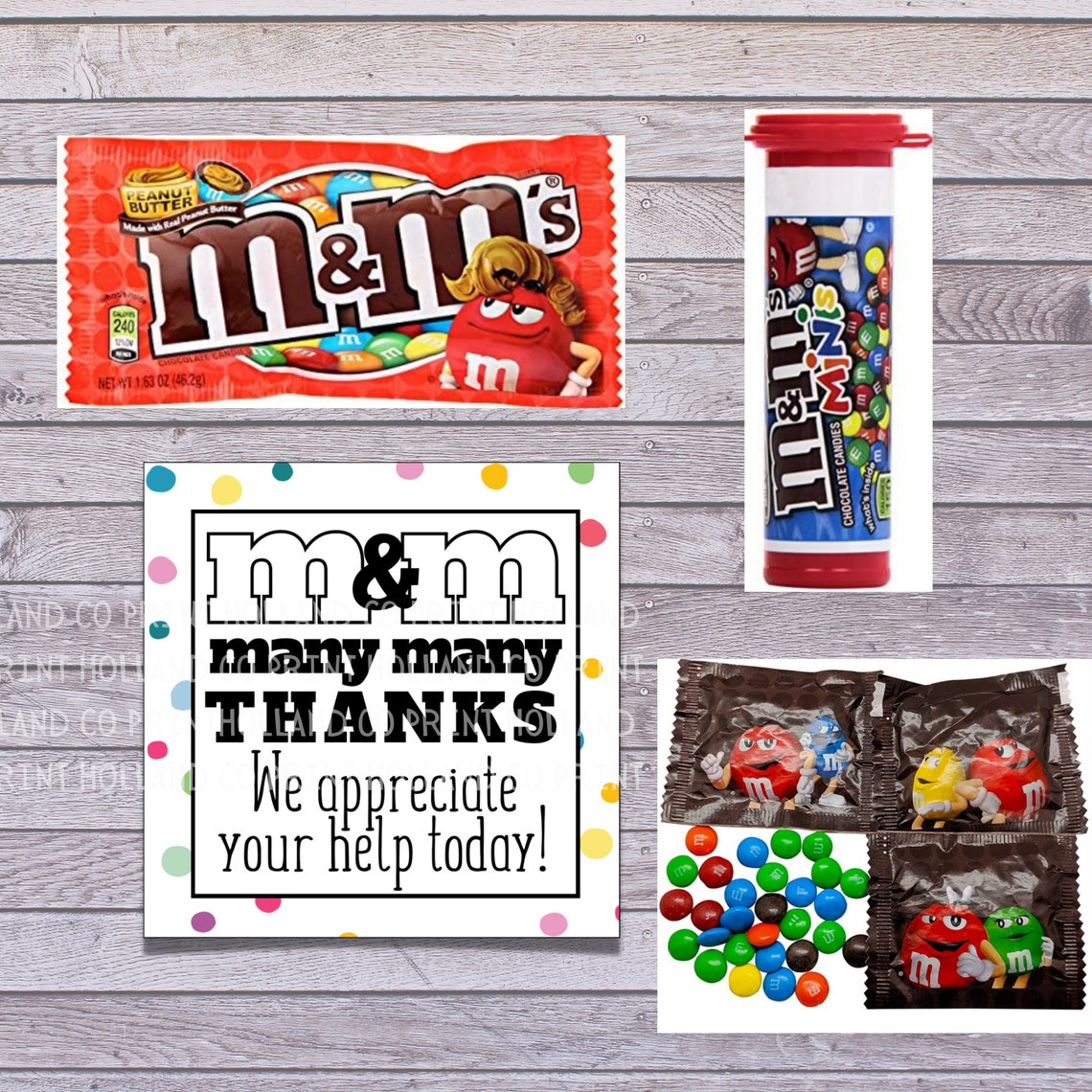 M&M Teacher Thank You Card Sub Thank You Gift Volunteer - Etsy