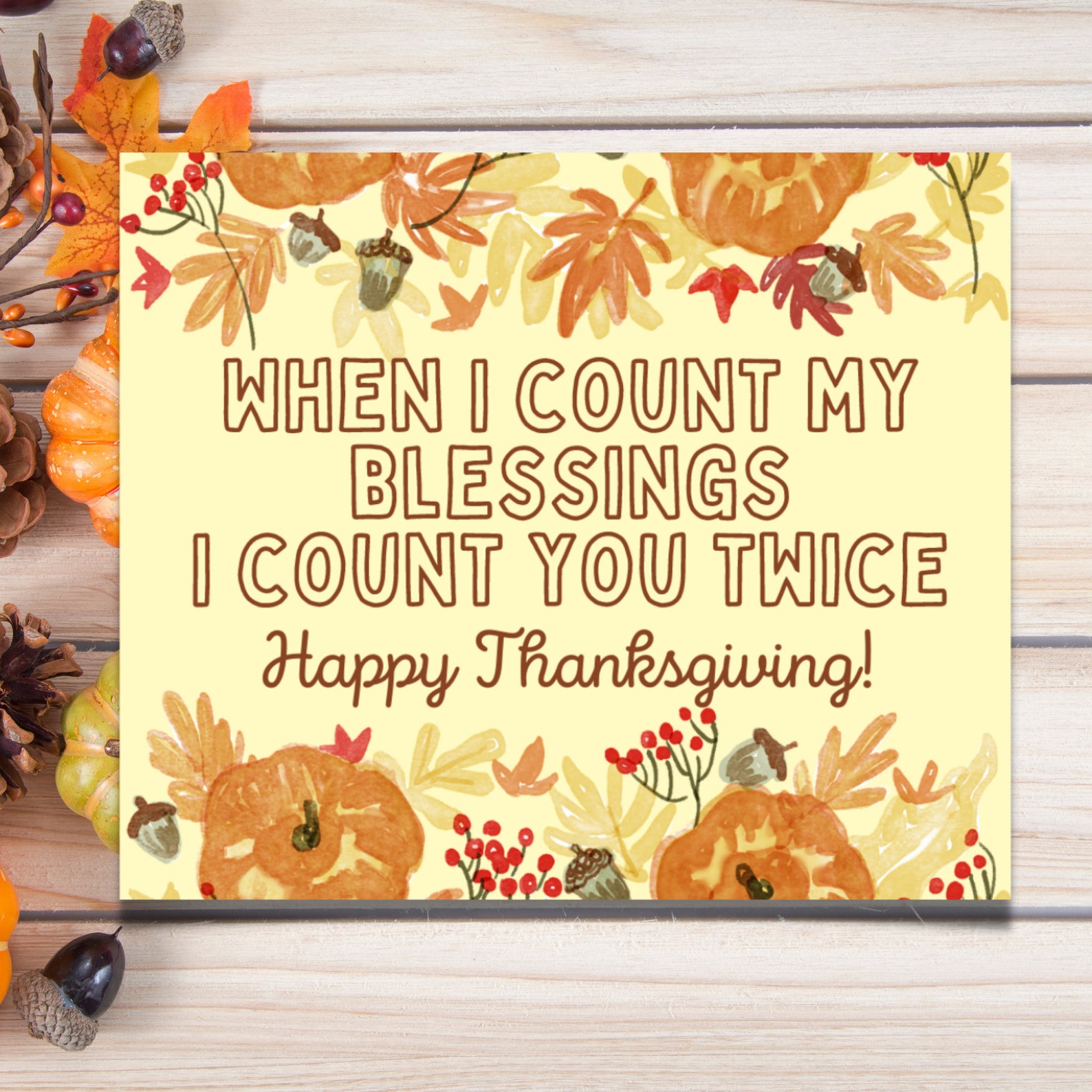 Fall Thank You Card Gratitude Count Your Blessings - Etsy