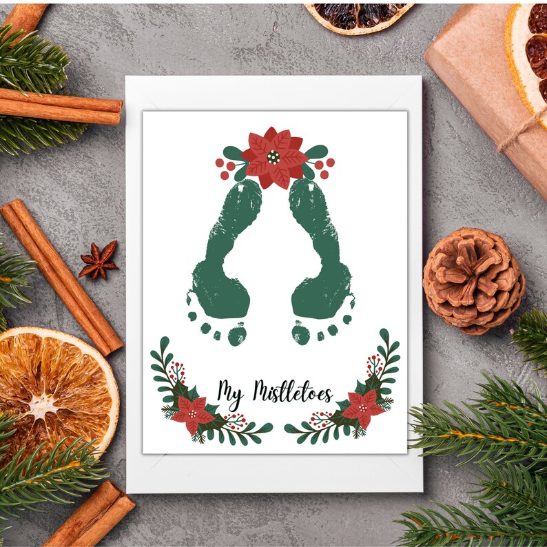 Christmas Footprint Craft My Mistletoes Footprint Template Winter ...